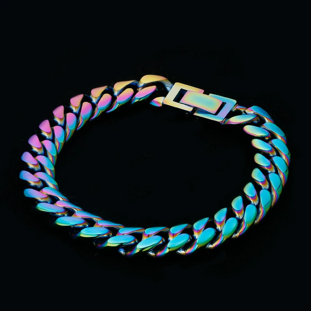 KRKC Wholesale Rainbow Color 10mm Mens Hiphop Chain