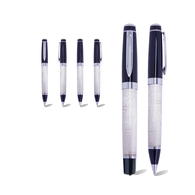 Black Logo Printed World Map Engraved Aluminum Roller Ball Pen - Buy ...