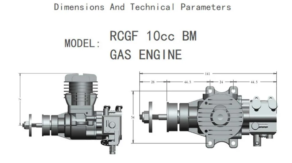 Rcgf 10cc Petrol / Gasoline Engine W / Rear / Side Exhaust Pipe 10ccre ...