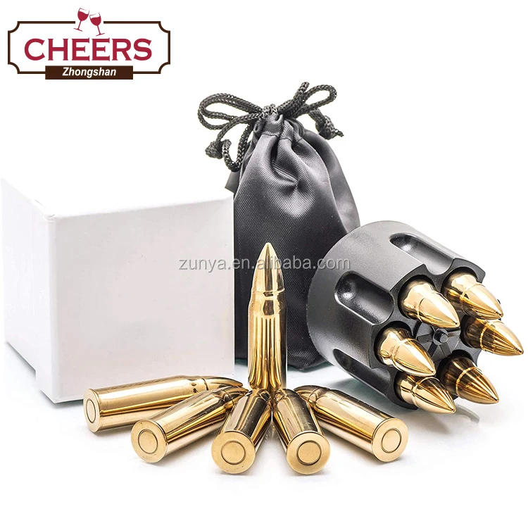 New Arrivals Whiskey Stones Bullets With Base,Gold Xl Whiskey Ice Cubes ...