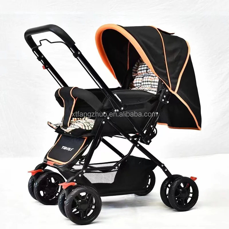 4 Wheel Baby Stroller - Durable Steel Frame & 360 Wheels