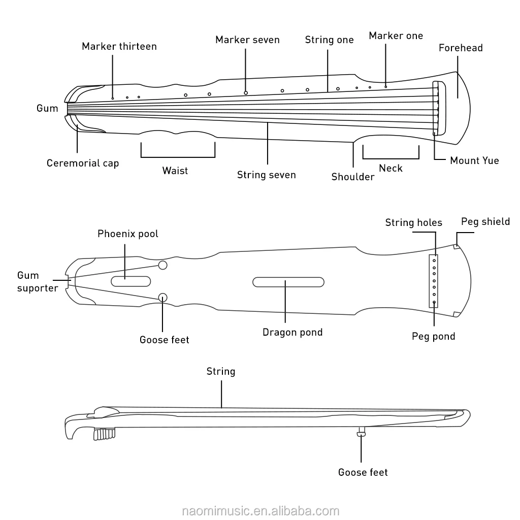 Naomi Guqin 7 String Chinese Zither Paulownia Wood National Ancient ...