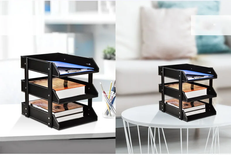 Office Three-tier Desktop File Rack Multi-tier Data Box Folder Storage ...