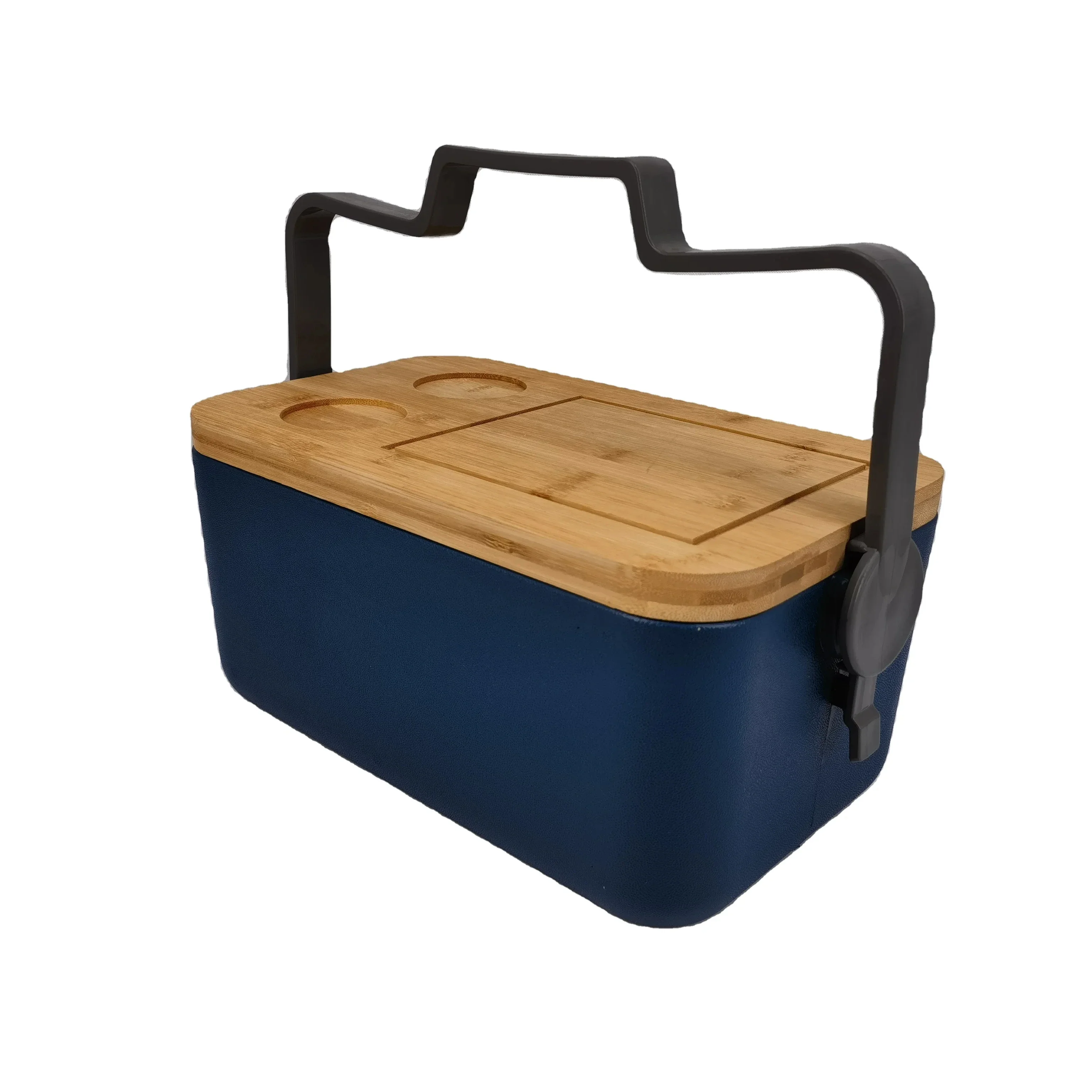 9L Plastic Cooler Box with Bamboo Lid for Outdoor Use