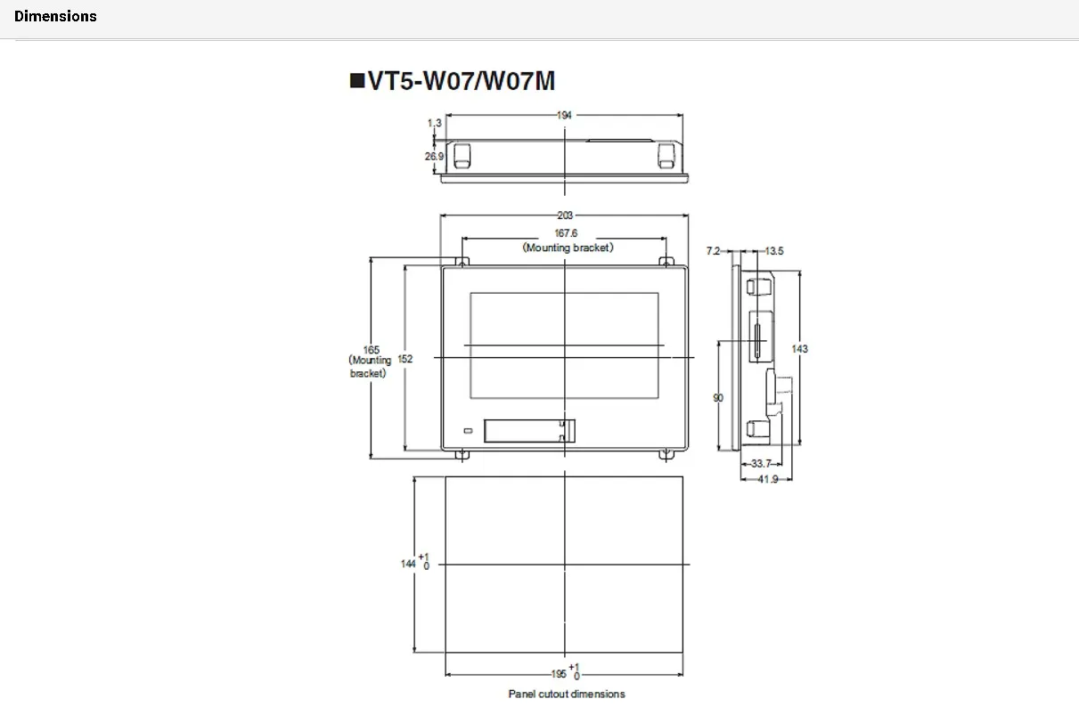 KEYENCE VT5-W07 Touch Panel Display - 7" Widescreen TFT