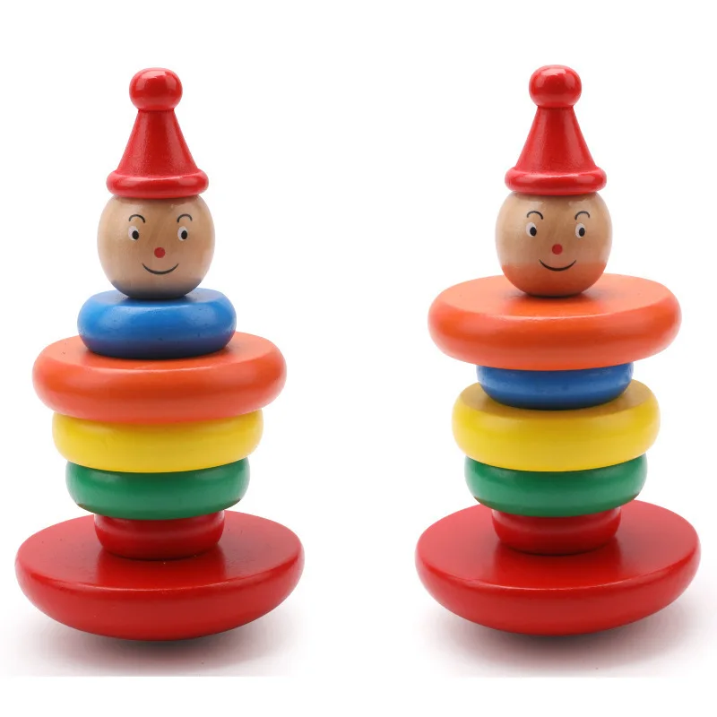 Kids Wooden Rainbow Tower Ring - Educational Building Blocks