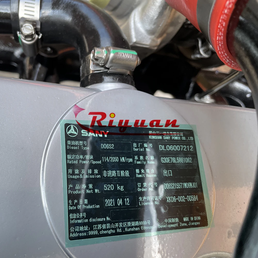 Genuine SANY D06S2 6D34 Engine for SY215C & SK200 Excavators