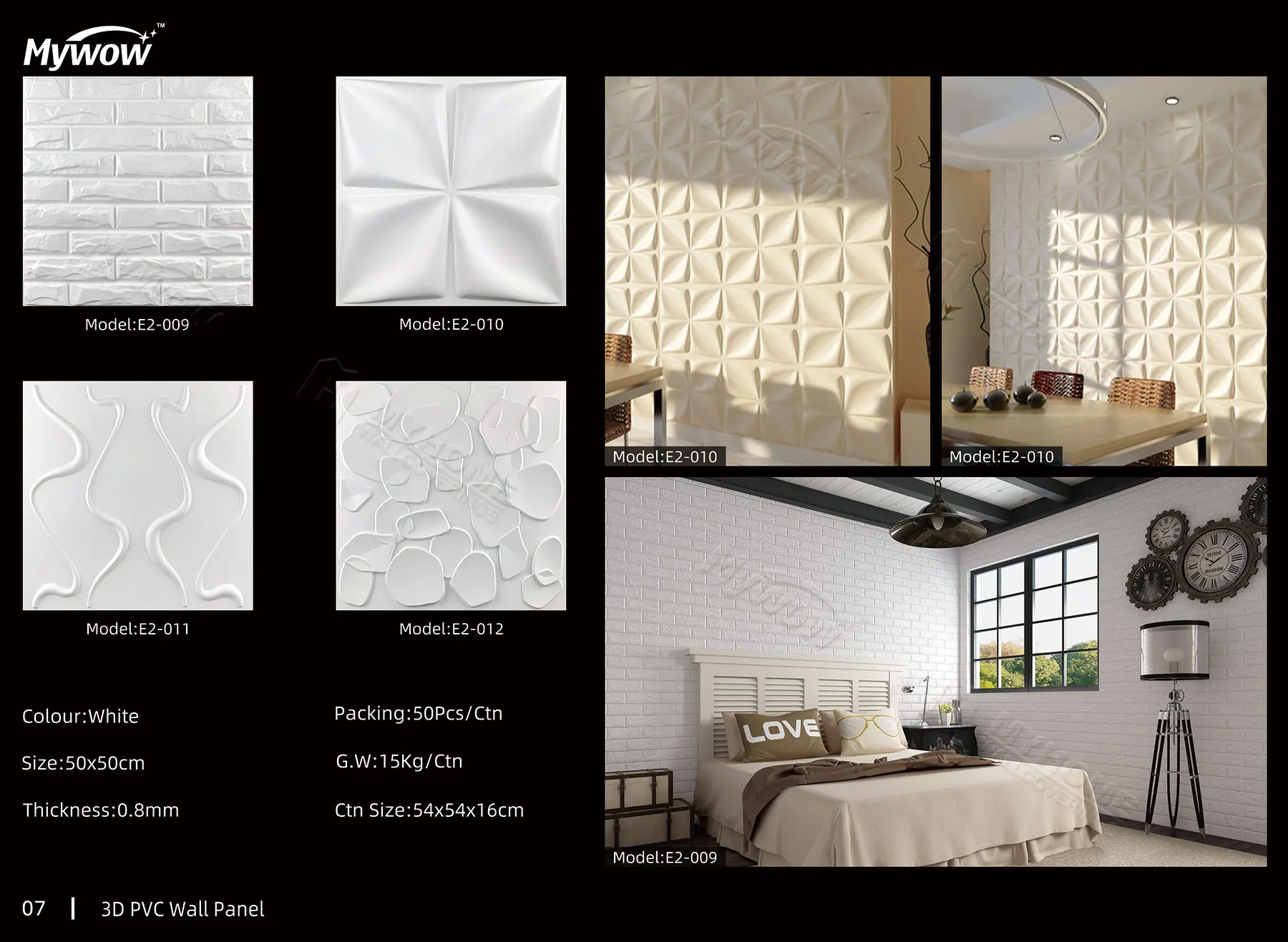 Panel mural 3D de PVC al por mayor para exterior, 17 colores, lavable e ...