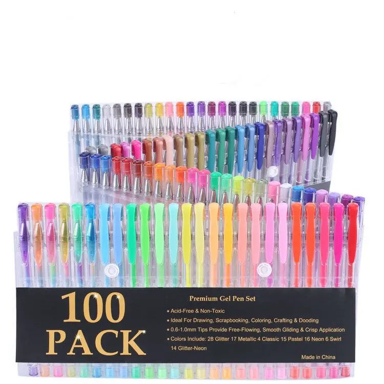 100 Color Gel Pen Set for Adult Coloring Books - BLM Gel Pen