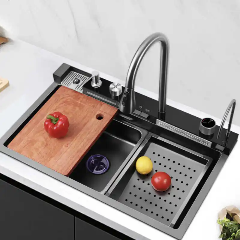 MCBKRPDIO Gold SUS Modern Stainless Steel Kitchen Sink with Digital ...