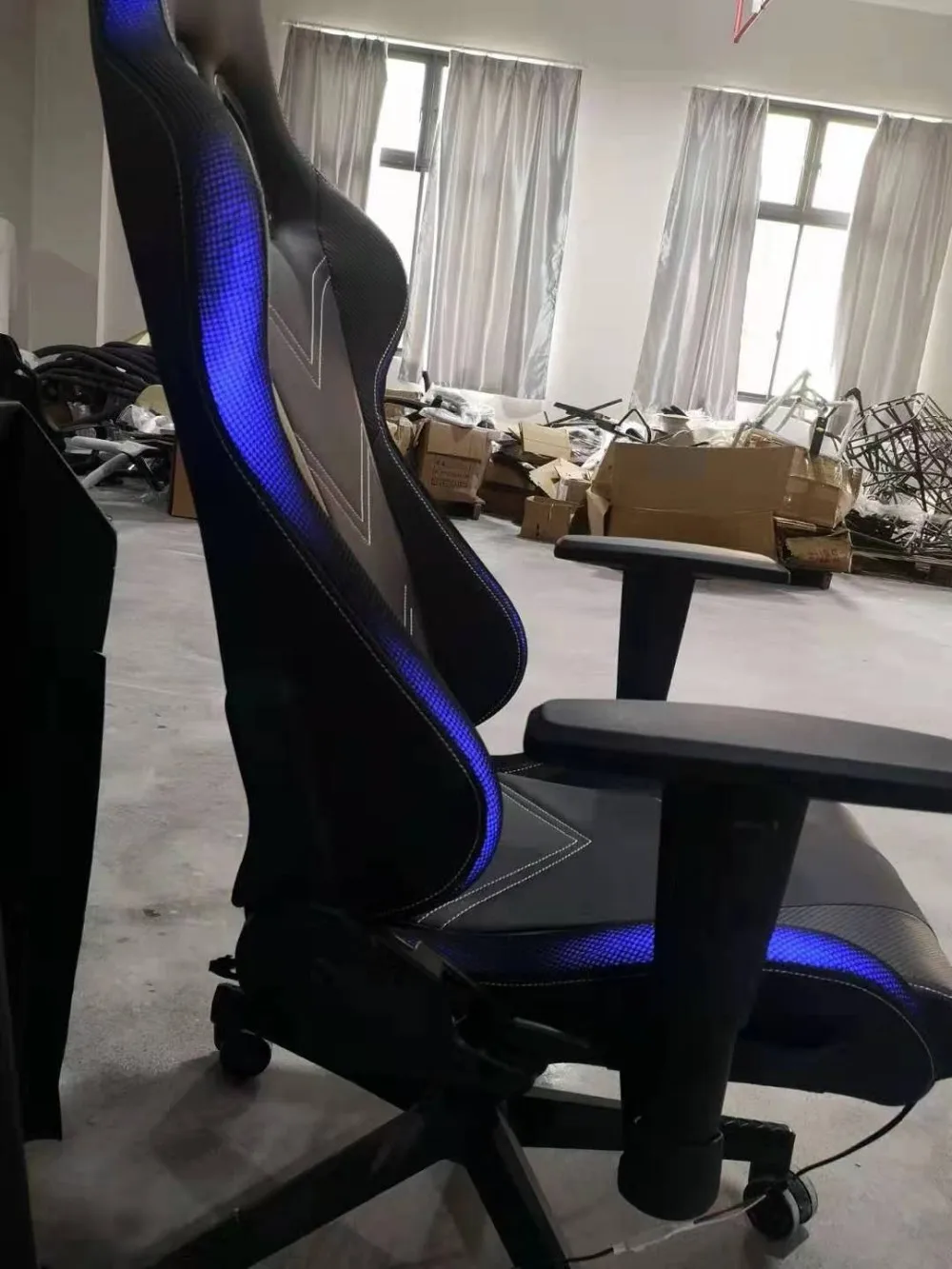 Gaming Chair With Led Light Rgb Adjustable Armrest Pu Leather Reclining ...