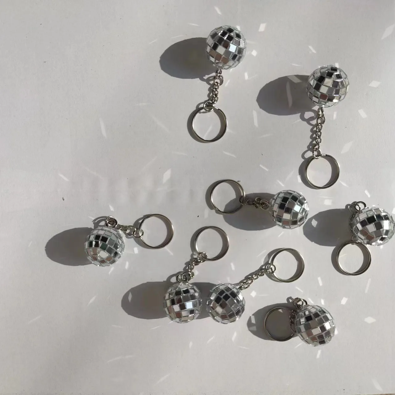 Wholesale Customized Metal logo Key Ring Disco Ball Keychain Silver ...