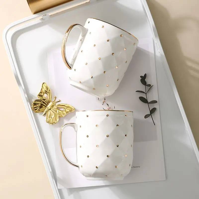 Exquisite Gold White Design Gift Wedding Coffee Cup Tea Sets