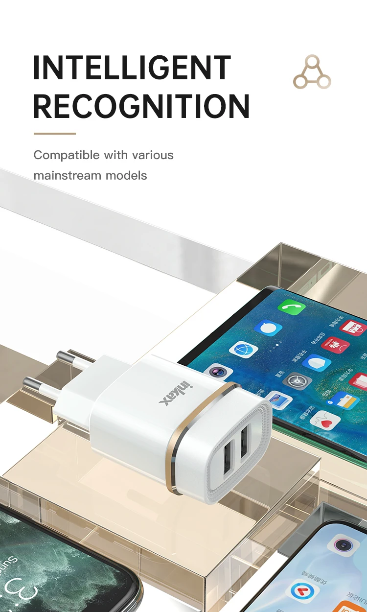 Inkax Dual USB Charger - Portable and Efficient Travel Adapter