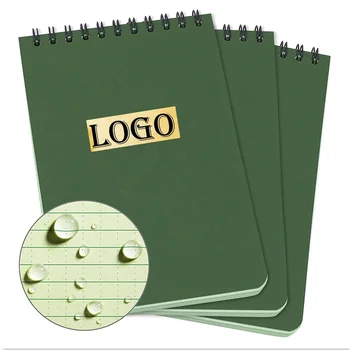 Custom Waterproof Top Spiral Mini Notepad 3x 5 Inch With Green Cover ...
