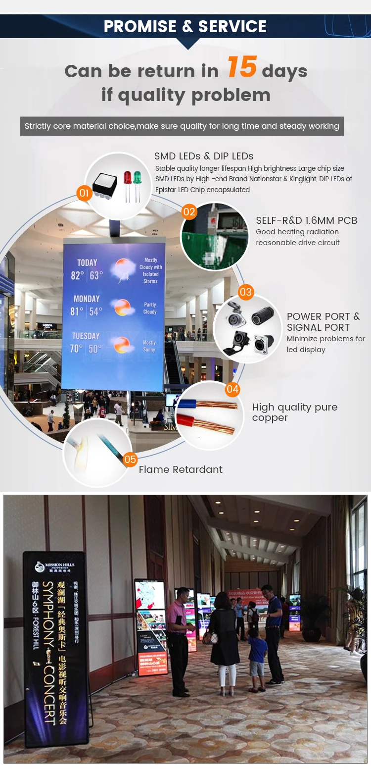 Full Color P2 P2.5 P3 Movable Totem Led Poster Mirror Floor Stand ...