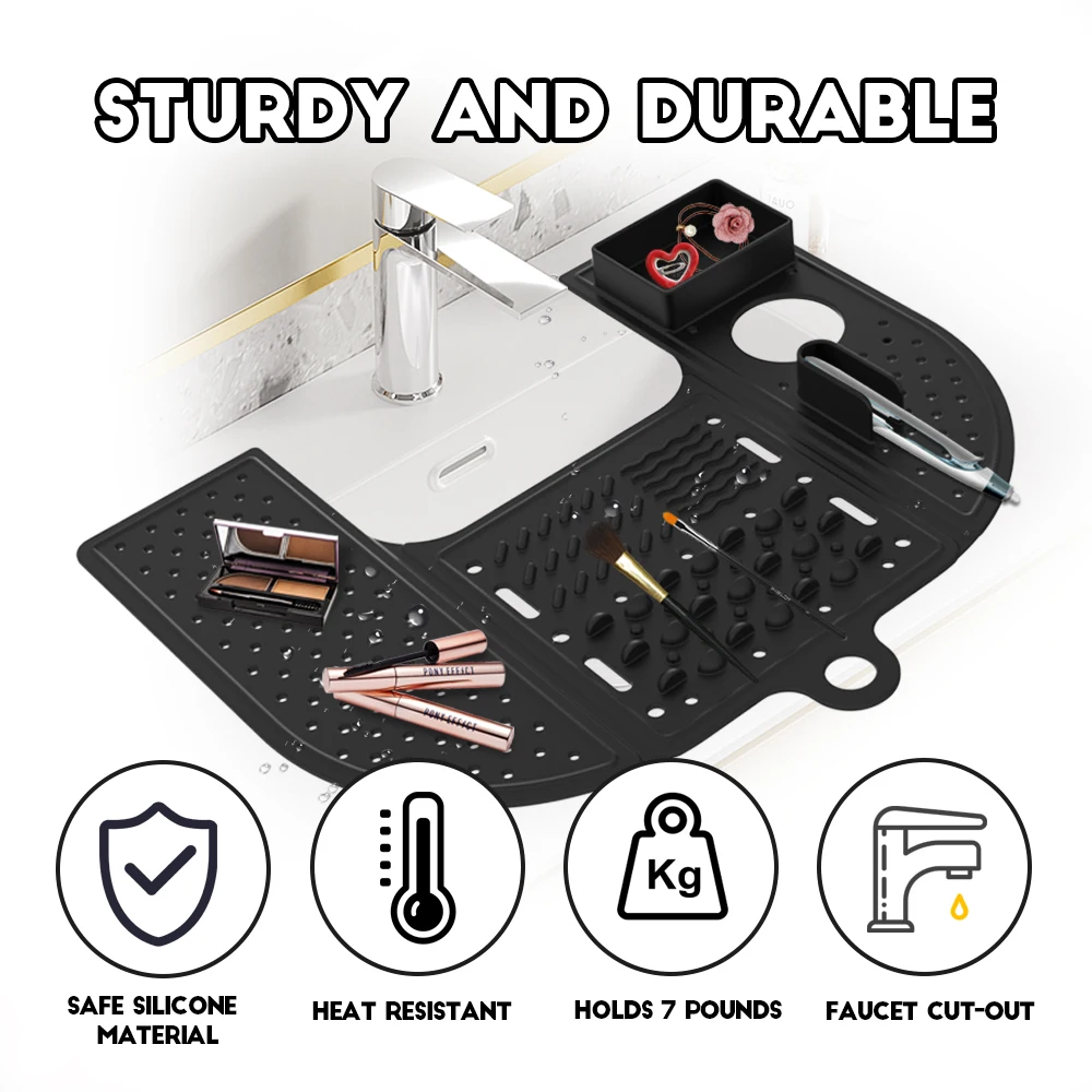 Sink Topper Foldable Sink Cover - Silicone Beauty Makeup Brush Cleaning ...