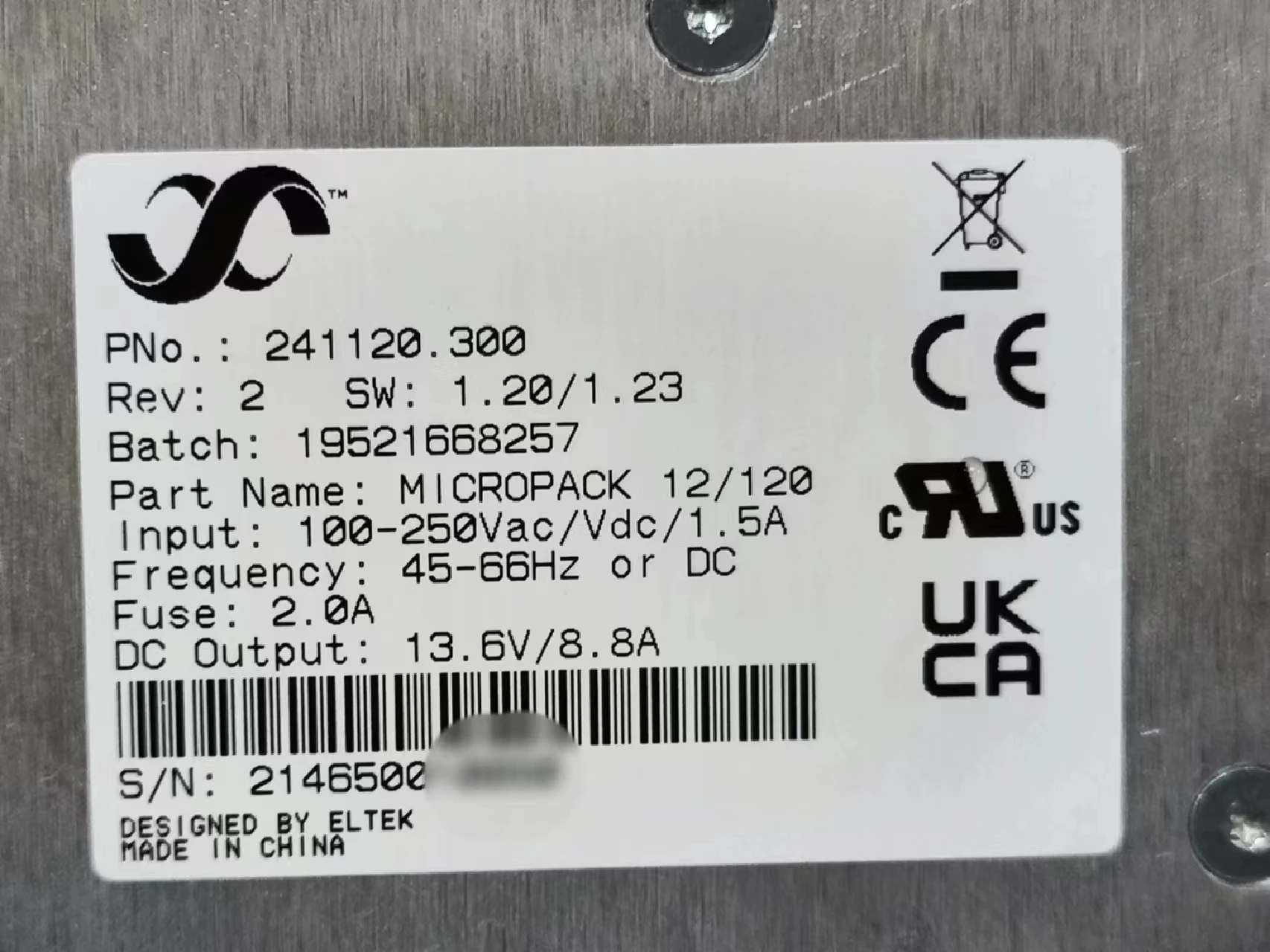 Eltek Valere Micropack 12v/120w 241120.300 Rectificador 12/120 - Buy ...