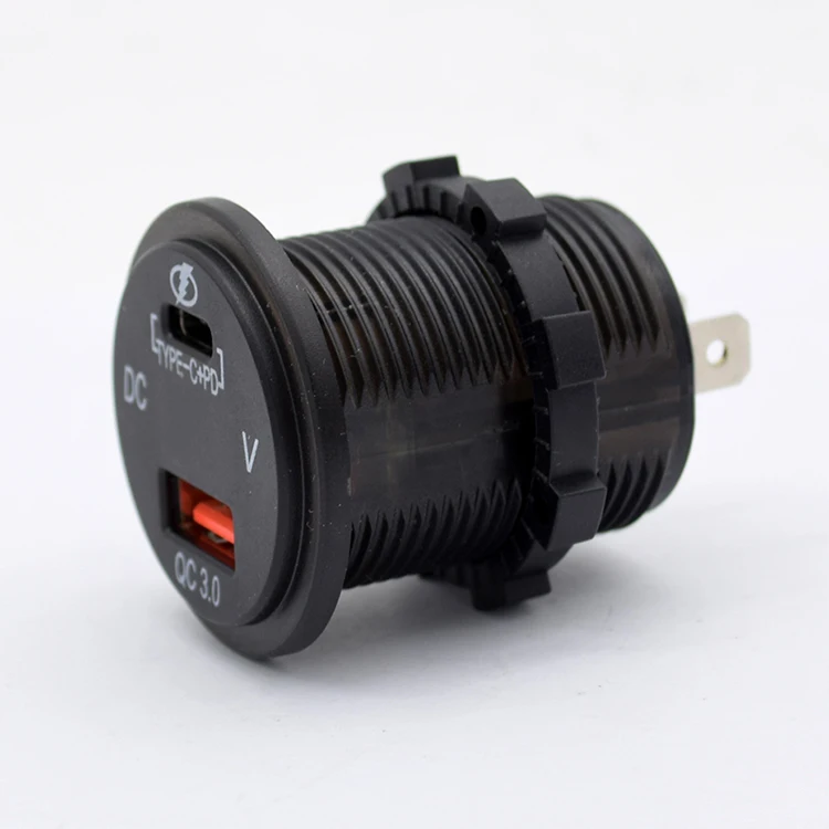 Multifunctional Round Sockets With Voltmeter 12v Usb and Type c Charger ...