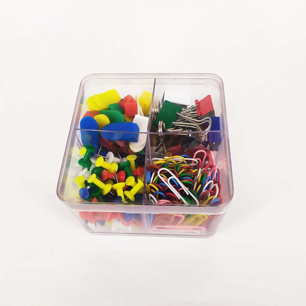 Office Assorted Desktop Paper Clip Metal Plastic Clips Binder Push Pin ...