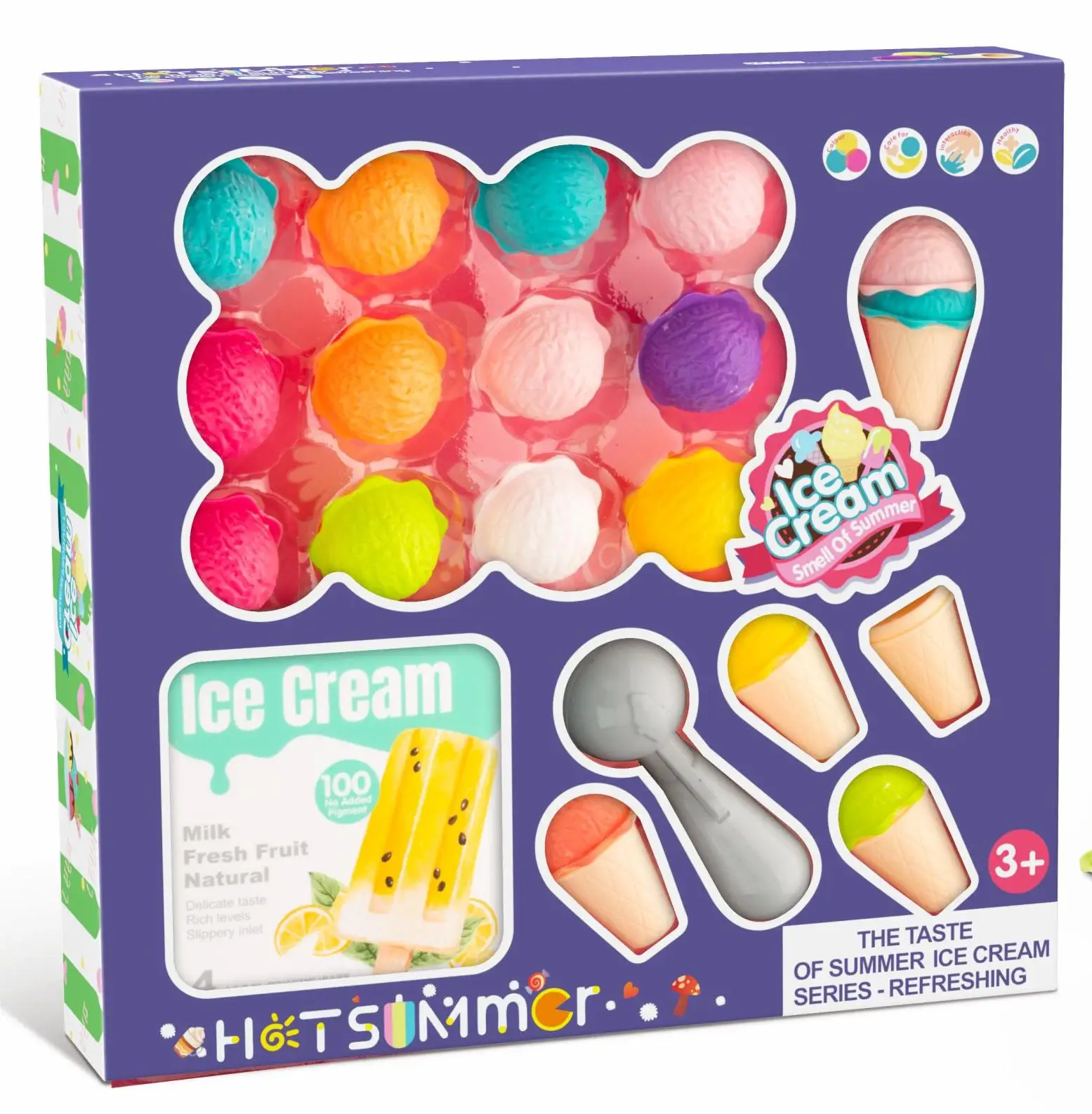 24 Pcs Kids Food Pretend Play Toy Set Ice Cream Tower Balancing Game ...