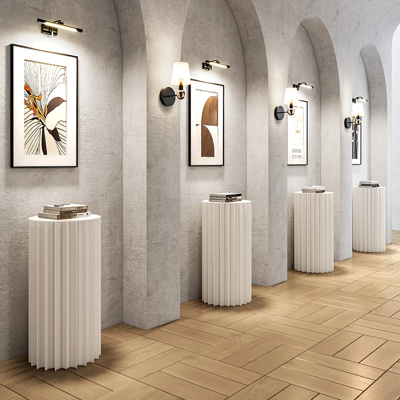 Low Density Wholesale Round Cylinder Plinth Stand White Honeycomb Kraft ...