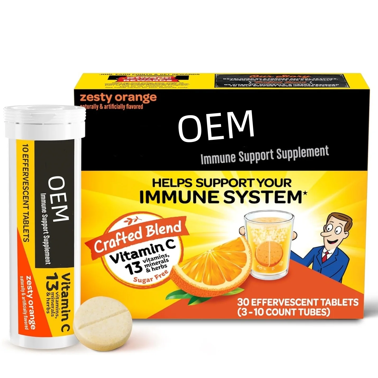 1000mg Vitamin C with Zinc Effervescent Tablets - Zesty Orange Flavor