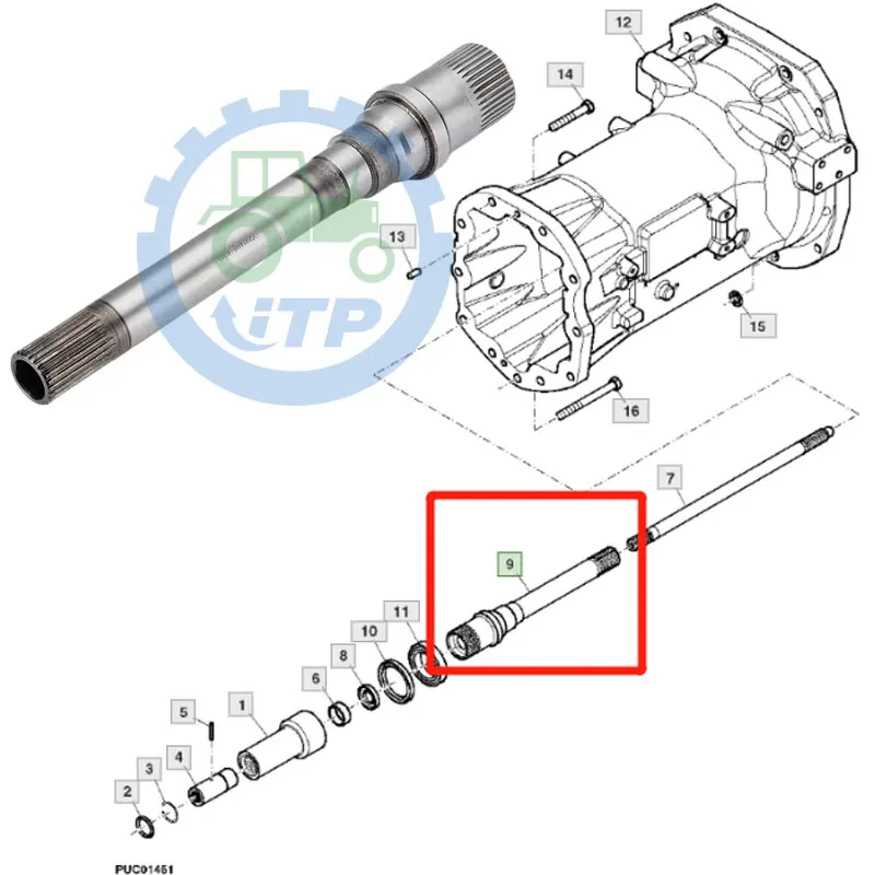 High Quality Shaft Yz91406 Suitable For John Deere 1054 1204 1354 1404 ...