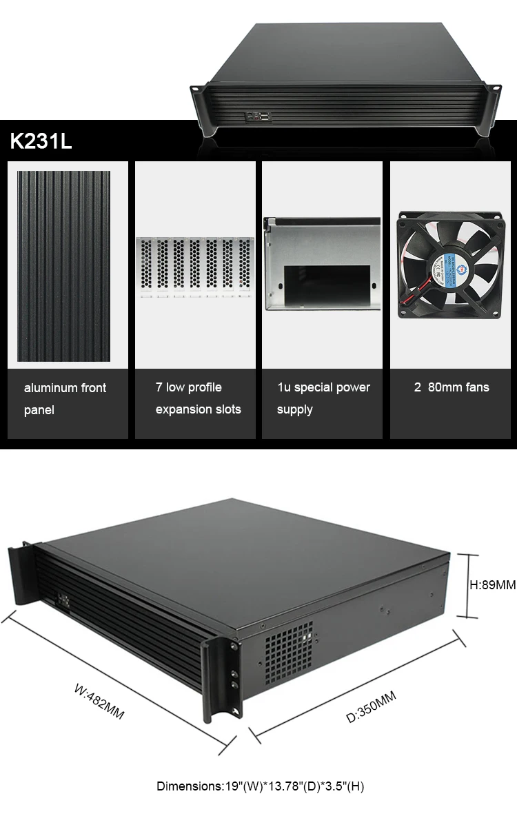 Industrial Rack Mount PC ATX Computer 2U Server Chassis