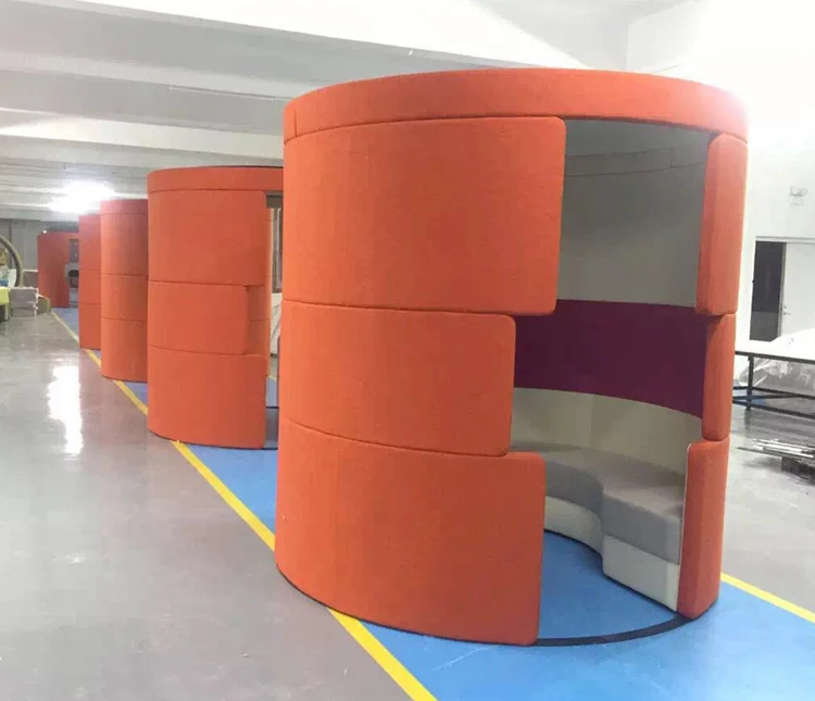 Cylindrical Office Phone Booth with LED Light - Mingle Furniture