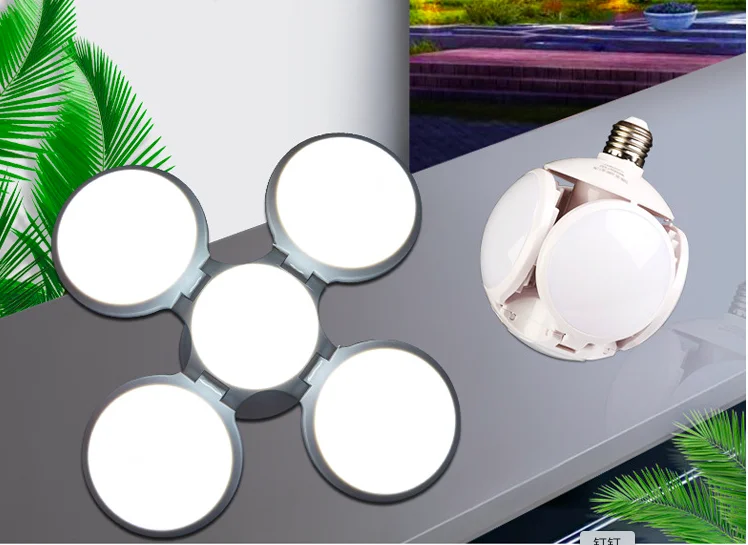 5 Leaves Folding Led Light AC85-265V 40w E27 Foldable Led Light Bulb ...