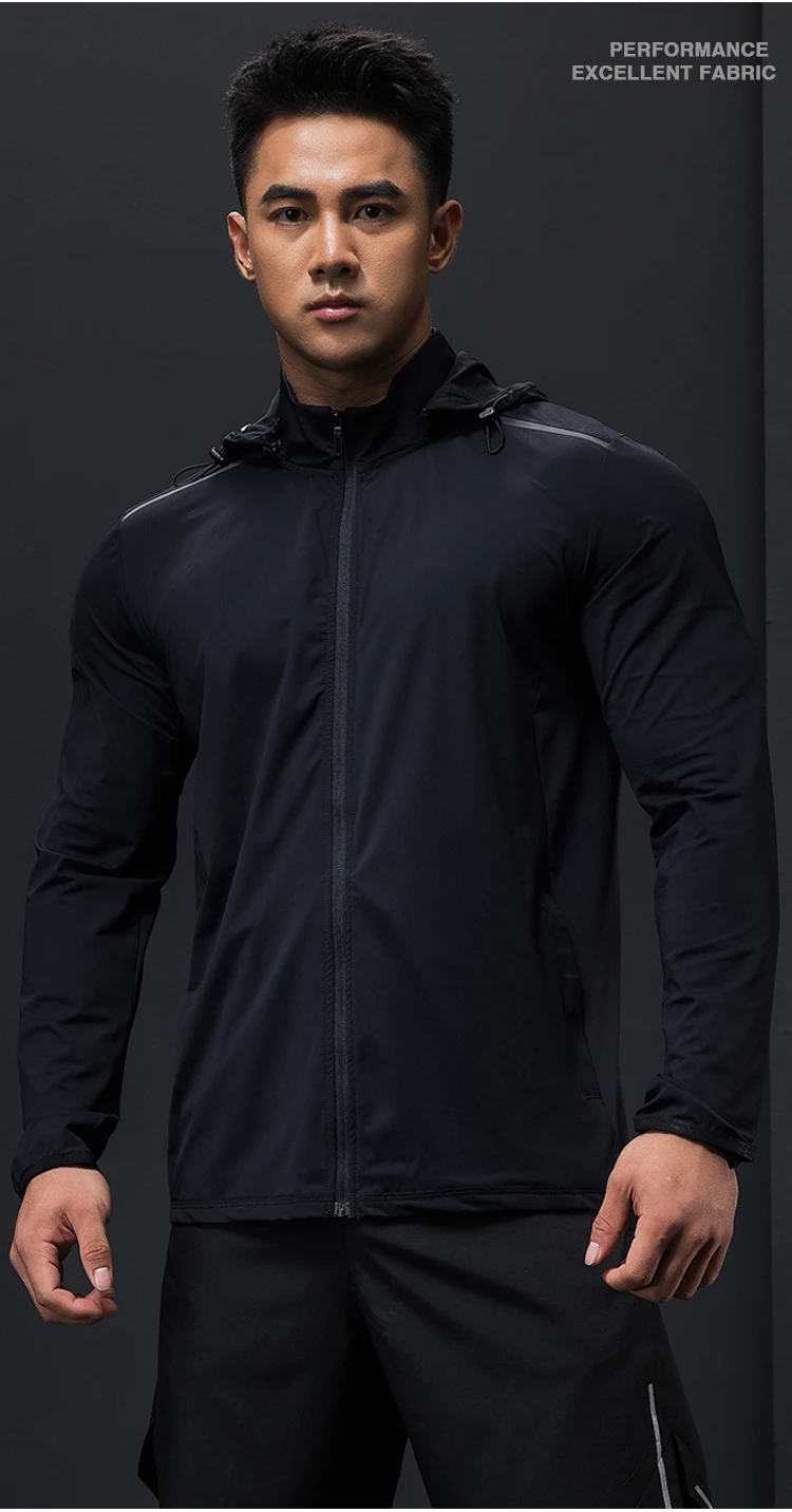 Men Hot Sweat Jacket Running Jacket Jogging Sports Windbreaker Training ...
