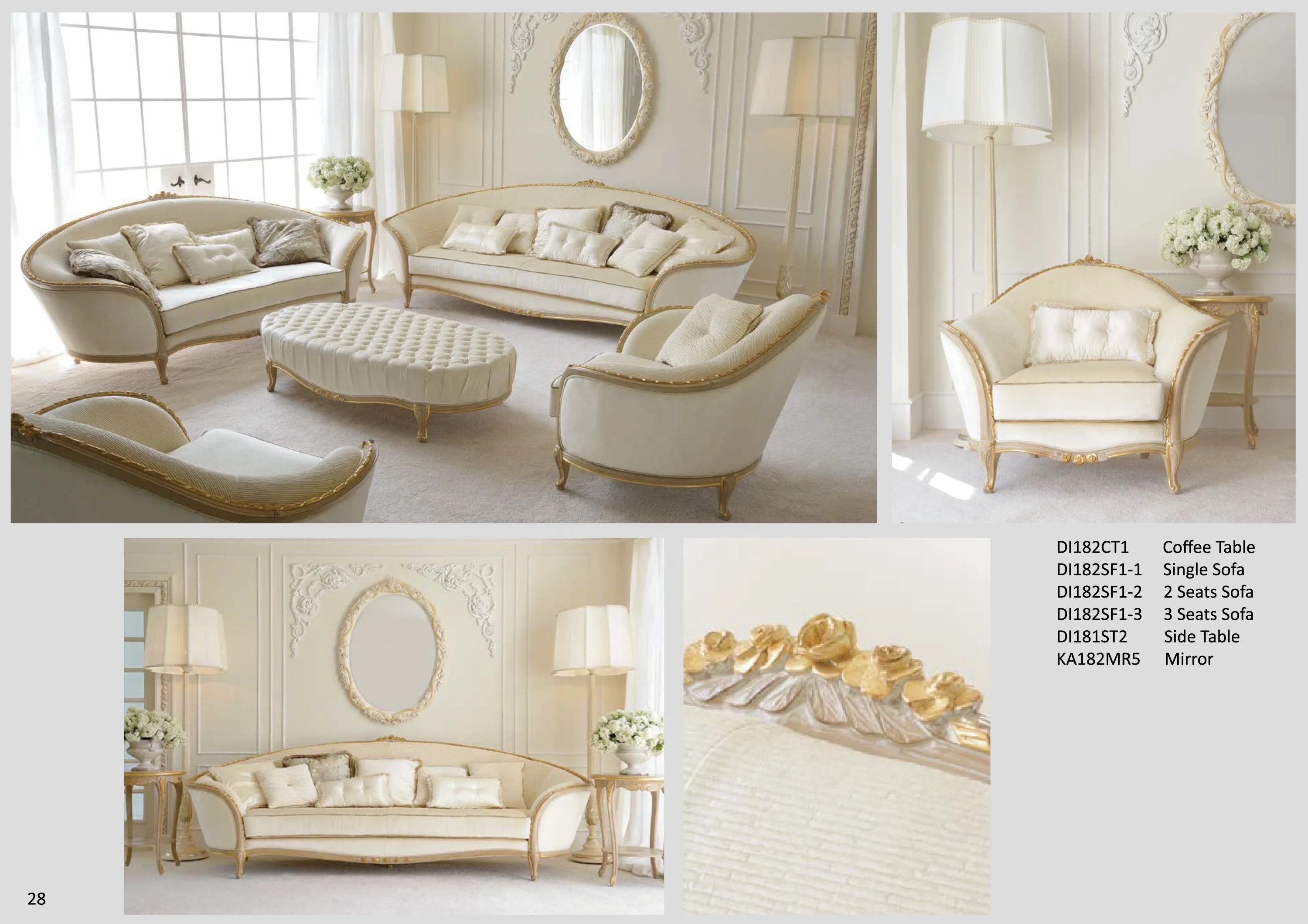 Luxury Italian Style Living Room Furniture Set Classic Solid Wood Frame ...