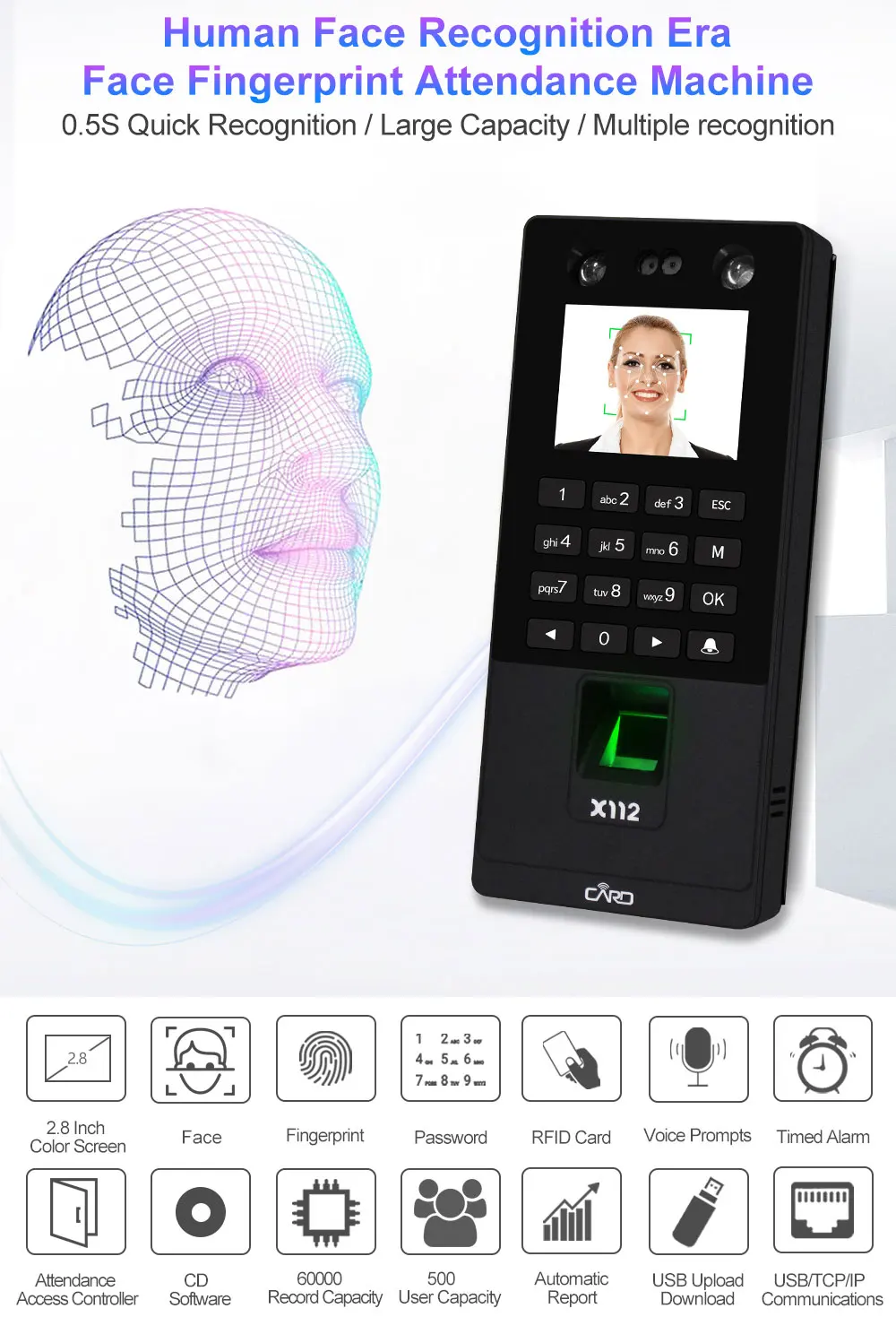 Standalone Fingerprint Face Recognition Rfid Access Control Time ...