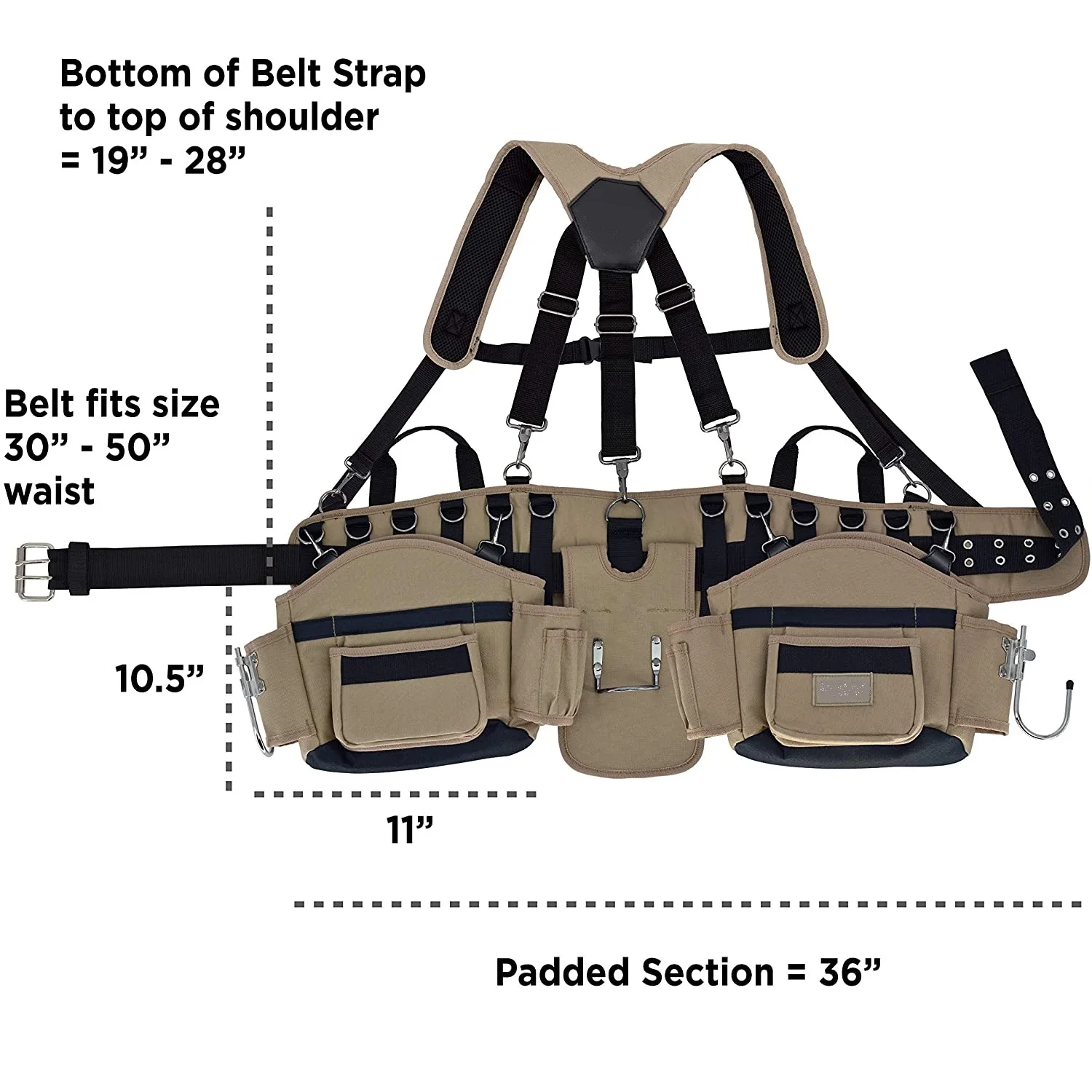 Heavy Duty Carpenters Tool Belt Professional Construction Tool Waist ...