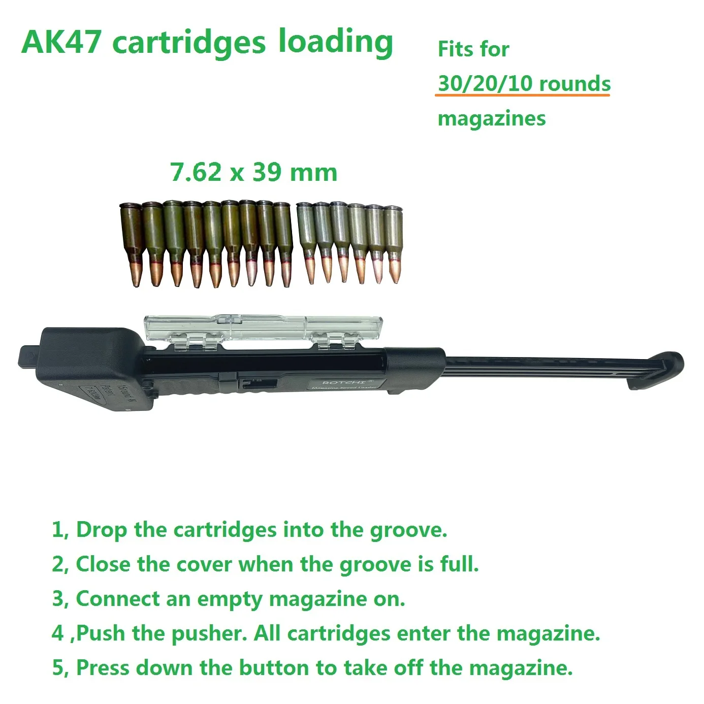 Gun Magazine Speed Loader For Cartridges 5.56 X 45mm/7.62x39mm 10/20/30 ...