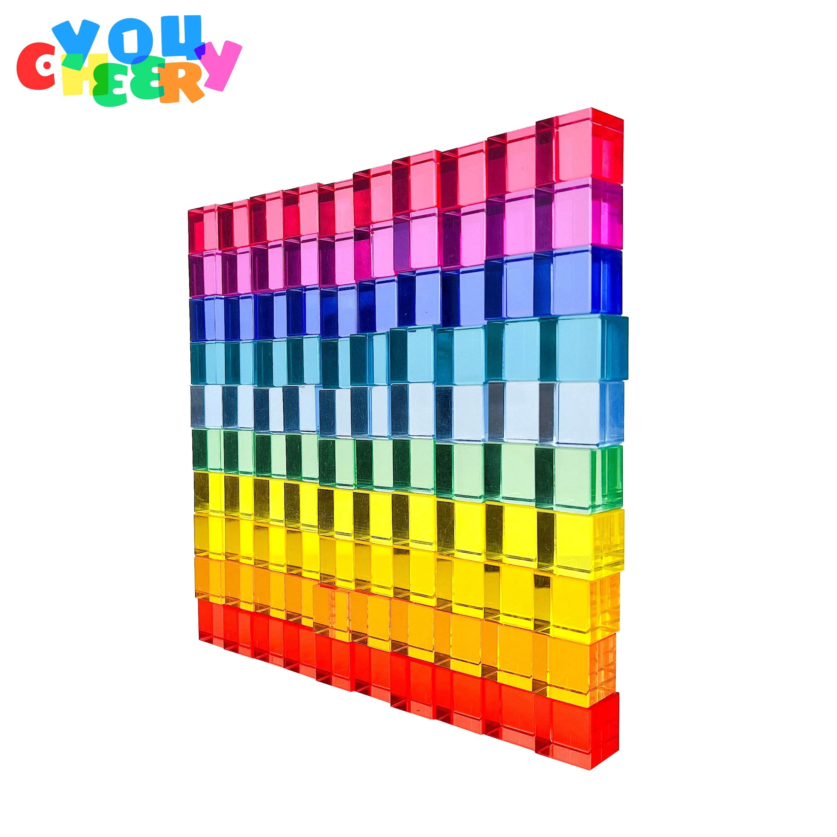 2.5 Cm Acrylic Rainbow Building Blocks,Transparent Cube Light And ...