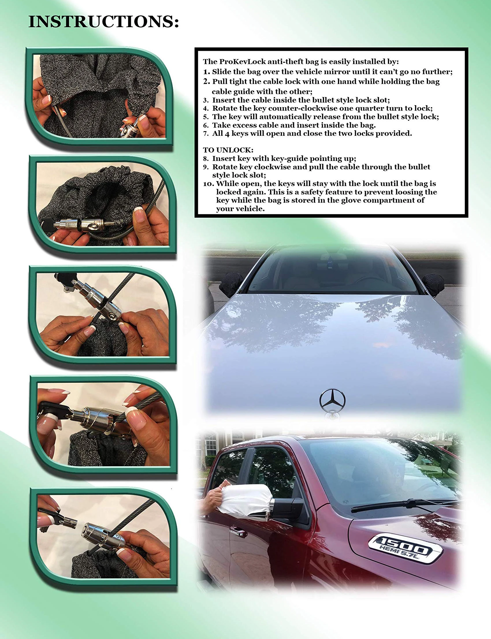 New & Improved Vehicle Side Mirror Covers with Lock - Anti-Theft Mirror ...