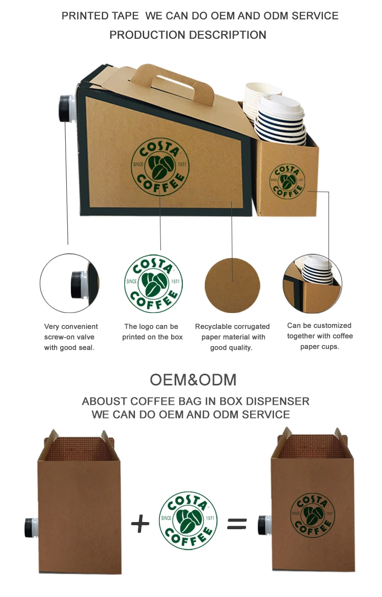 Custom 1l Cafe Takeaway Packaging Bag In Box - Buy 1l Coffee Bag In Box ...