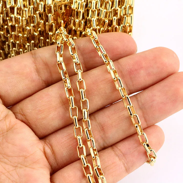 BCL1213 Shiny 18k Gold Plated Brass Pig Nose Coffee Bean Chain
