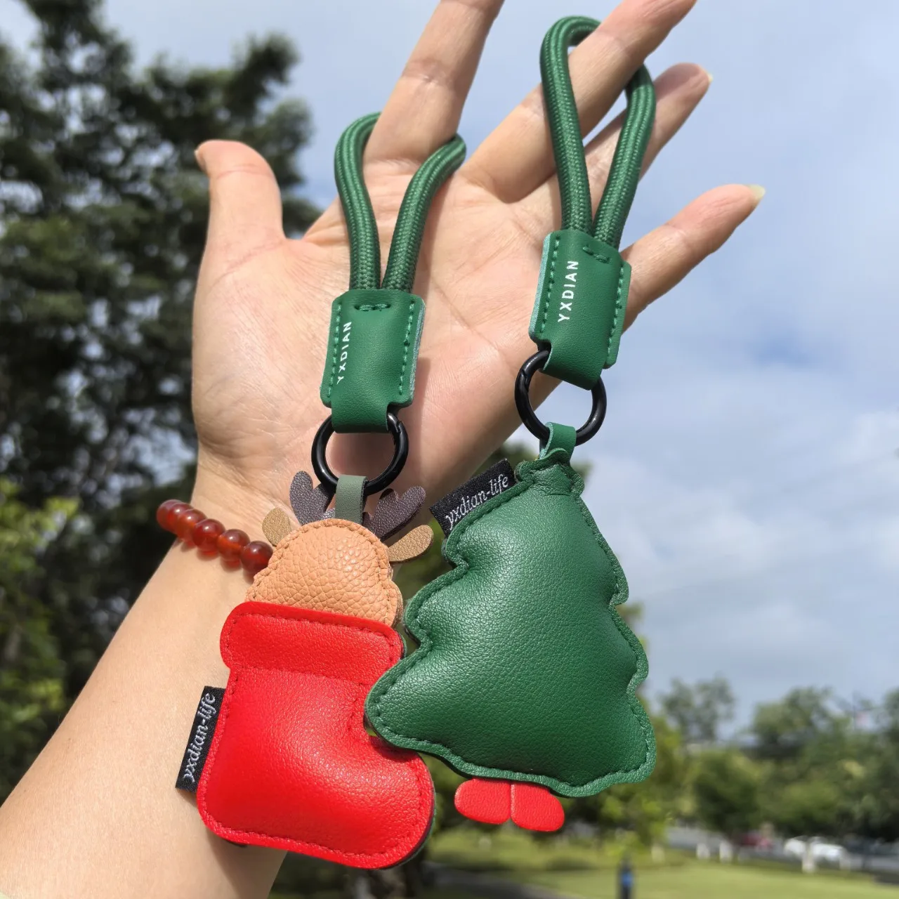 Christmas Stocking Keychain Faux Leather Car Keyring Cute PU Leather ...