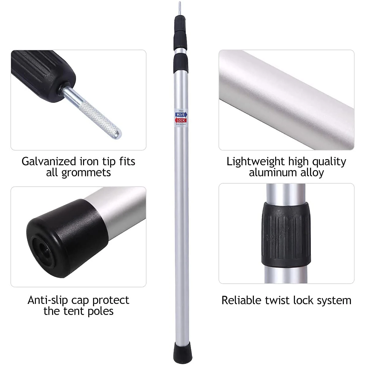 Adjustable Tarp Poles - Lightweight Telescoping Aluminum Rods