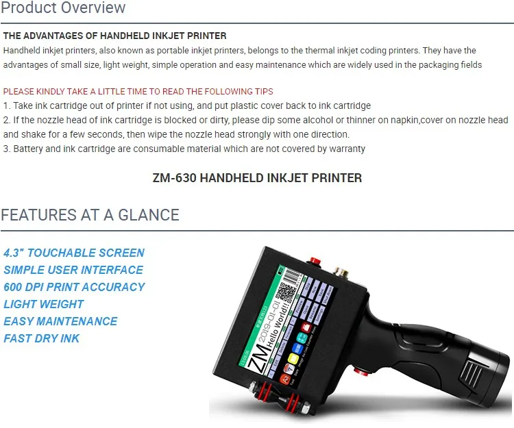 Portable Functional Handheld Inkjet Printer Hand Jet Printer With ...