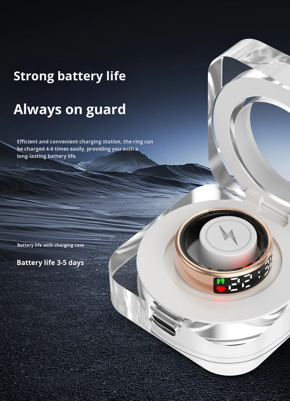 SR08 Smart Ring Touch Screen Heart Rate Tracker for Android IOS Step ...