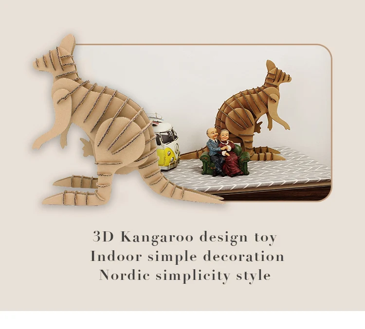 Unique Puzzle for Adults - Cardboard 3D Kangaroo Puzzle