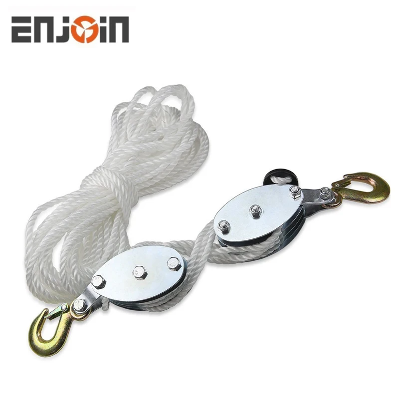 2 Ton Hand Manual Rope Pulley Hoist Vertical Lift Tool Wheel Block ...