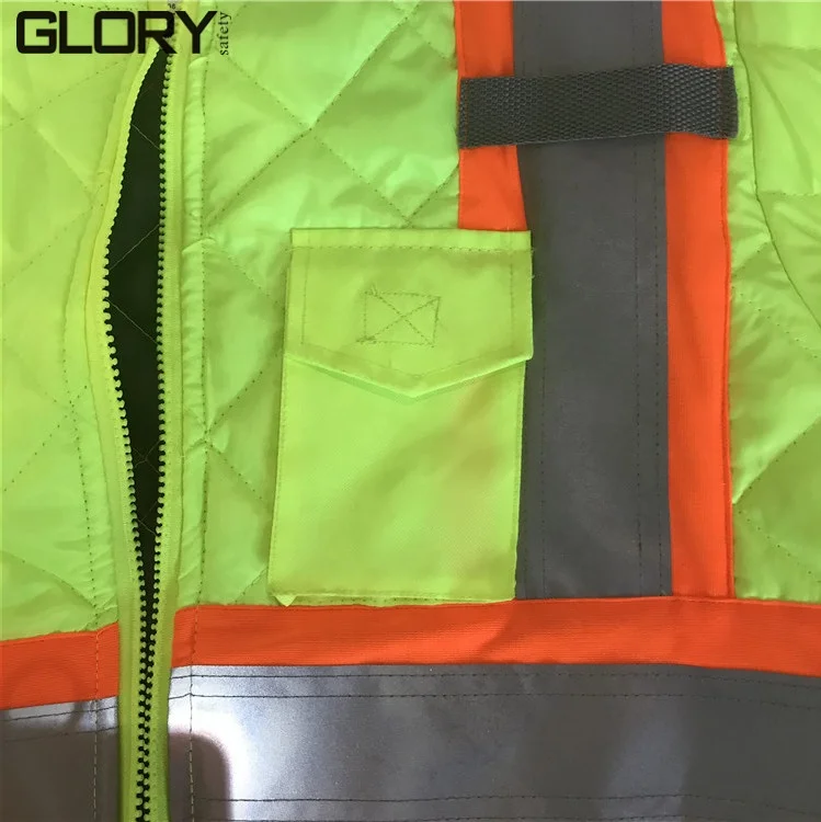 100% Polyester Zip Front Freezer Jacket with Reflective Tape Safety ...
