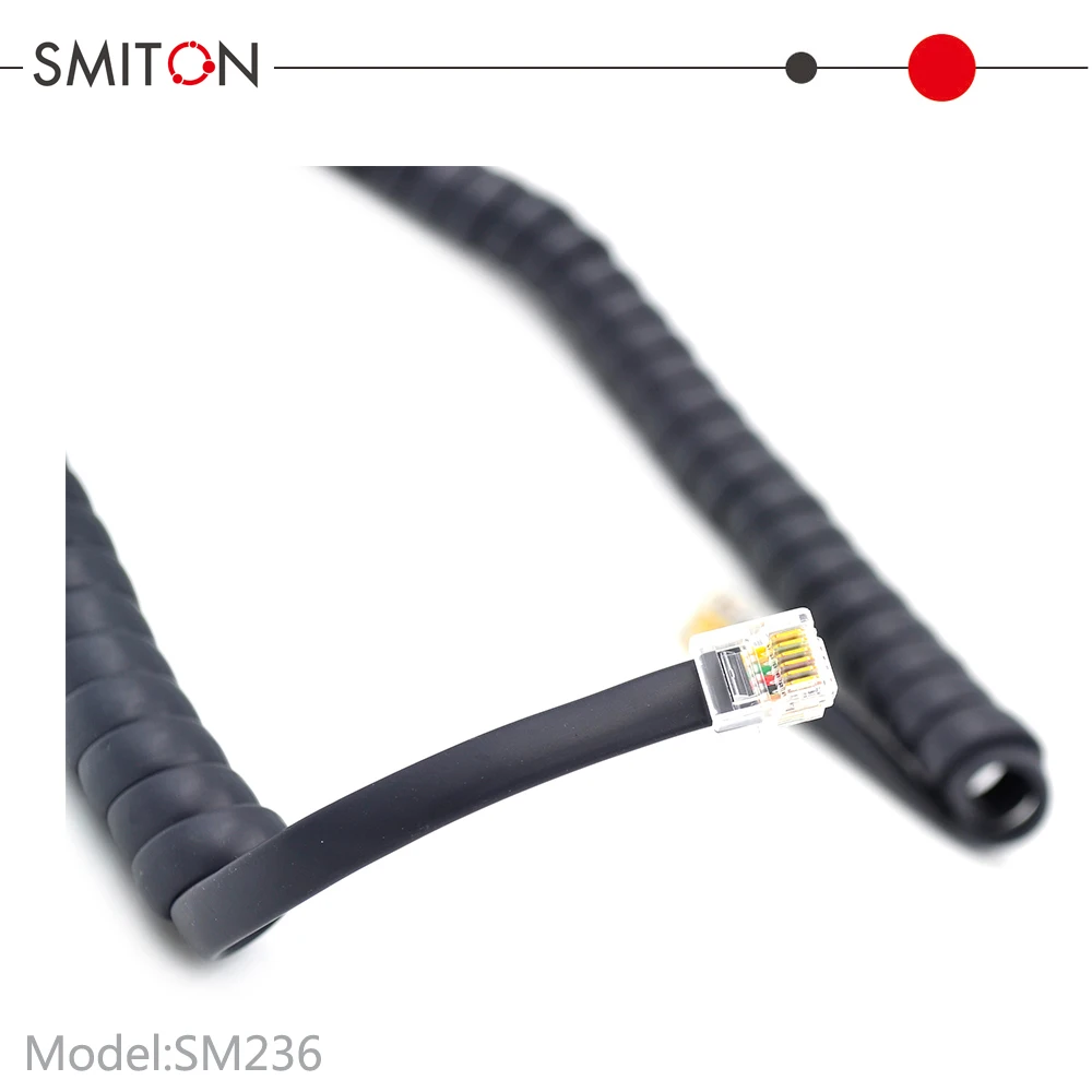 Black Coiled Landline Phone Handset Cable 6p6c Telephone Accessory ...