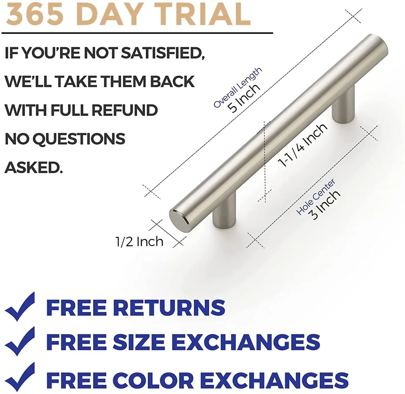 Modern Euro Cabinet Handles Pulls For Kitchen Stainless Steel Brushed ...