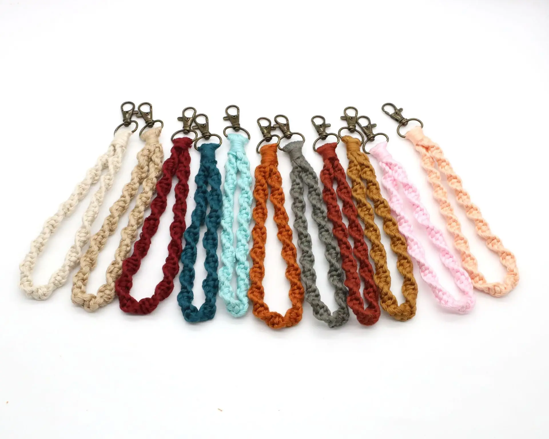Colorful Rope Braided Tassel Wristlet Keychain Craft Accessories ...